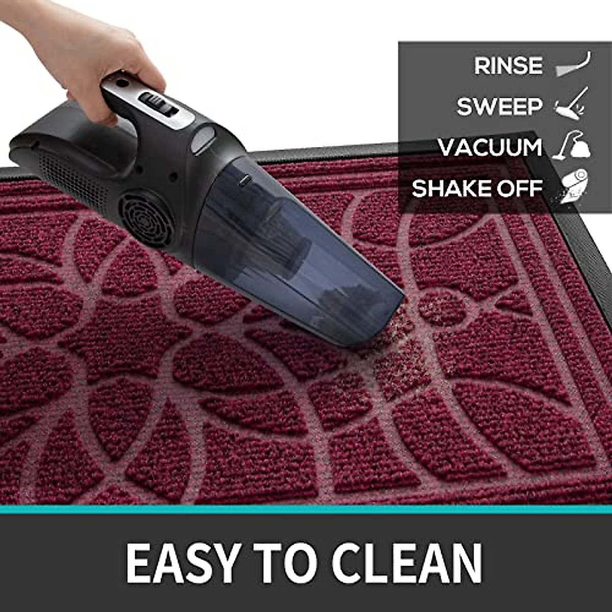 DEXI Front Door Mat, Welcome Mat Heavy Duty Durable Low Profile Outside Doormat for Entryway, Patio, Garage, High Traffic Areas, 17"X29", Palevioletred