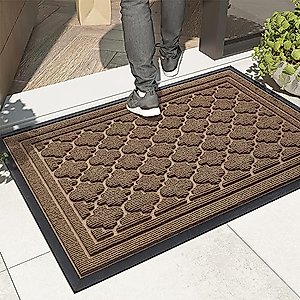 Color G Door Rugs for Entryway Outdoor to Catch Dirty, Outside Door Mats for Entry to Avoid Slipping, Front Door Mat for Welcome, Indoor Outdoor Rugs 3'X5' for Entryway/Double Door, Brown 36" X59”