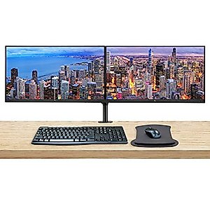 HP EliteDisplay E24 G4 24in 1920 x 1080 FHD IPS LED-Backlit 2-Pack Monitor Bundle with Blue Light Filter, HDMI, VGA, DisplayPort, MK270 Wireless Keyboard and Mouse, Gel Mouse Pad, Dual Monitor Stand