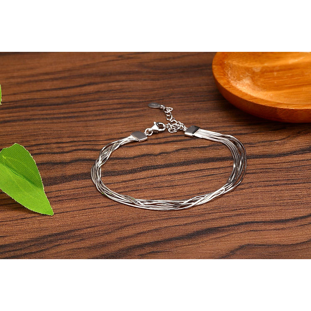 FarryDream 925 Sterling Silver Elegant Link Bracelet for Women Snake Bracelet Christmas Gifts