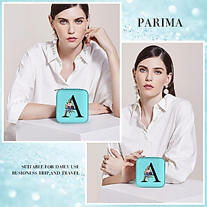 Parima Travel Jewelry Case for for Girls Fashion, L Initial Blue Jewelry Case Mini Jewelry Travel Case for Girls Jewelry Box for Girls Airport Travel Accessories Must Haves Jewelry Case