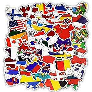 National Flag Stickers for Laptop Computer (50Pcs),Gift for Teens Adults,Waterproof World Flag Country Map Stickers for Water Bottle,Hydroflask,Country Flag Vinyl Stickers for Skateboard,Car,Phone