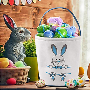 Easter Bunny Baskets for Kids Empty Egg Hunt Bags, Rabbit Buckets with Handle for Carrying Candy Cute Stuffed Easter Festival Gifts