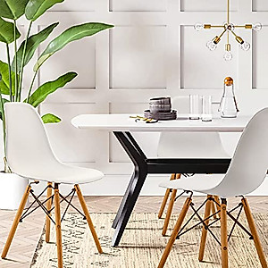 VICTONE Pre Assembled Mid Century Modern Style Dining Chair DSW Shell Plastic Chair Kitchen, Dining, Living Room Side Chairs, Set of 4 (White)