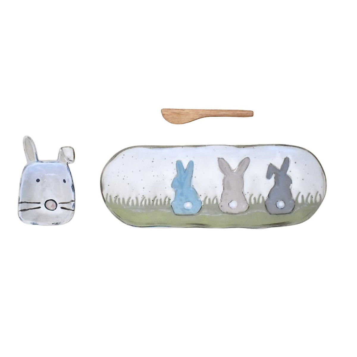 Mud Pie Easter Bunny Dip Cup and Tray Set, Multi, 13" x 5"