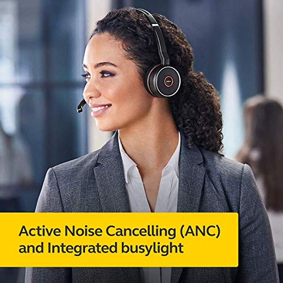 Jabra Evolve 75 MS Wireless Headset, Stereo – Includes Link 370 USB Adapter – Bluetooth Headset with World-Class Speakers, Active Noise-Cancelling Microphone, All Day Battery