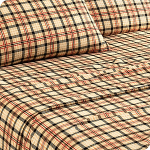 Bare Home Flannel Sheet Set Prints, 100% Cotton, Velvety Soft Heavyweight - Double Brushed Flannel - Deep Pocket (King, Red Lodge Plaid)