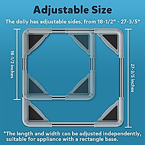 DOZAWA Telescopic Furniture Dolly with 4 Locking Wheels, Washing Machine Stand Refrigerator Base Moving Cart, Size Adjustable, Grey