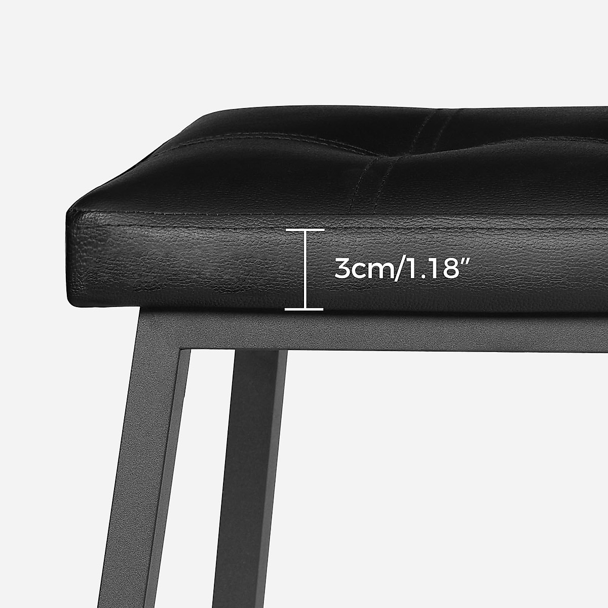 MAHANCRIS Bar Stools, Set of 2 PU Upholstered BarStools, 23.6-Inches Bar Chairs, Counter Height Bar Stools for Kitchen, Dining Room, Bar, Easy Assembly, Black BAHB04R01