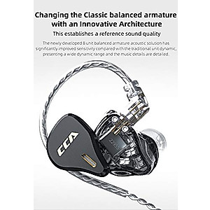 CCA CS16 in-Ear Monitors, 16BA Reference HiFi Stereo IEM Wired Earphones/Earbuds/Headphones with Detachable Cable 2Pin for Musician Audiophile (Without Mic, Black)
