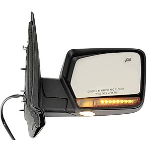 Kool Vue Mirror Set of 2 Compatible with 2007-2011 Ford Expedition Driver & Passenger Side In-housing Signal Light, Manual Folding, Heated, With memory, Textured Black, With Puddle Light, Power Glass