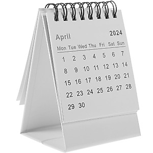 NUOBESTY Desktop Calendar 1Pc, 2024 Mini Stand Up Table Calendars Desk Coil DIY Memo Pad Yearly Agenda Organizer Schedule Planner for, Home, Office - White