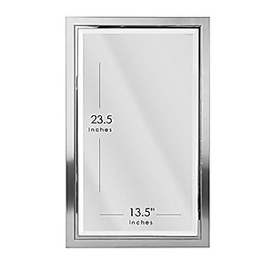 Head West Brushed Nickel with Chrome Recessed Medicine Cabinet Mirror - Stainless Steel Bathroom Mirror with Storage, Beveled Edge, and Adjustable Shelve - Small Medicine Cabinets for Bathroom 16"x26"
