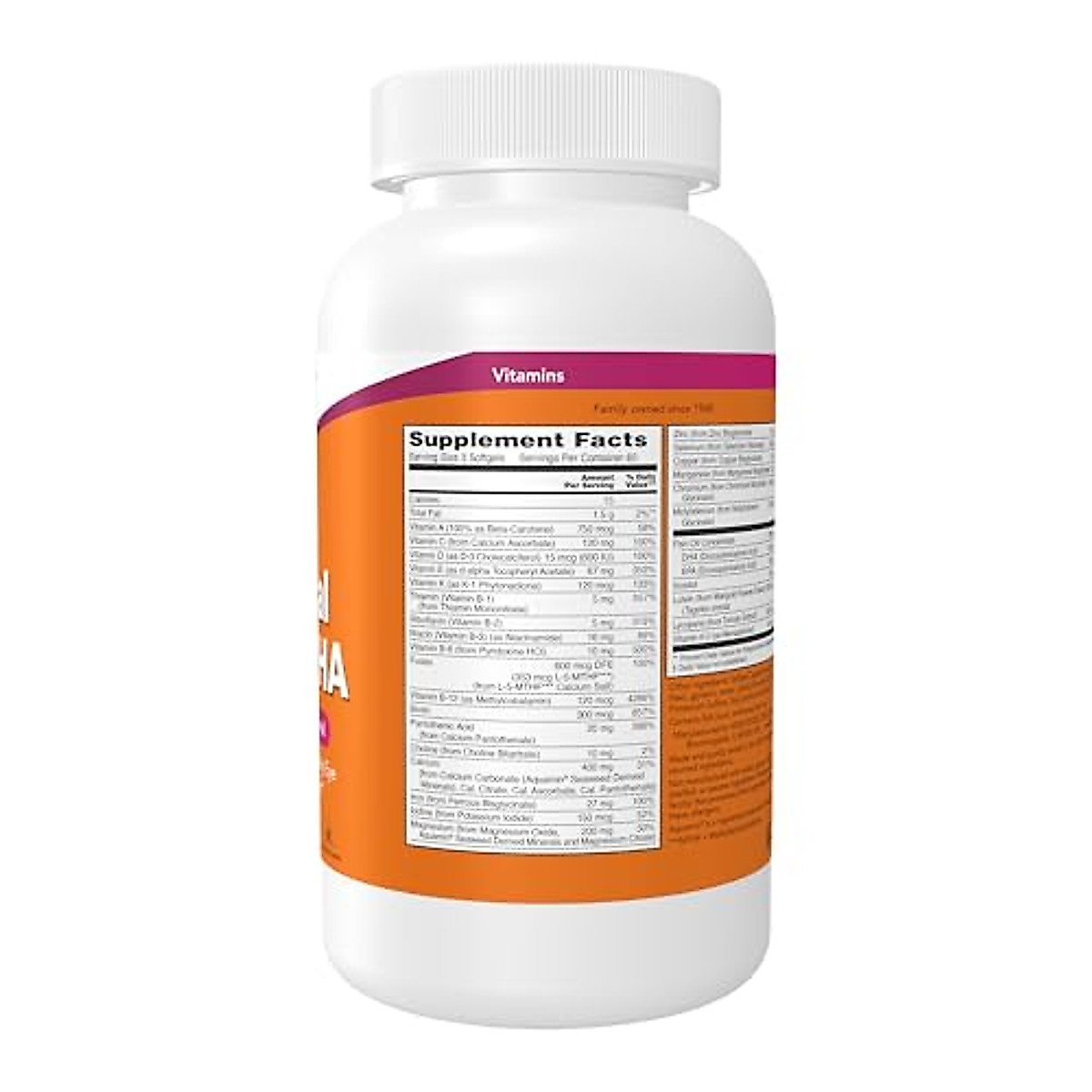 NOW Supplements, Prenatal Gels + DHA with 250 mg DHA per serving, plus Borage Oil (GLA), 180 Softgels