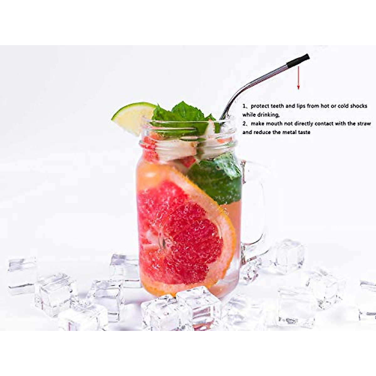 Mini Skater 8Pcs Multi Color Food Grade Silicone Straws Tips Covers and 16Pcs Straw Silencers Anti-scald/Cold Straws Cover for 1/4 Inch Wide (6MM OD) Stainless Steel Straws,8 Colors