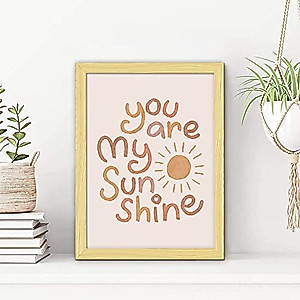 You Are My Sunshine Framed Wall Art Decor 3 Panel 12x16 Inch Heart Rainbow Nursery Boho Kids room Baby Girl Bedroom Decor for Nursery