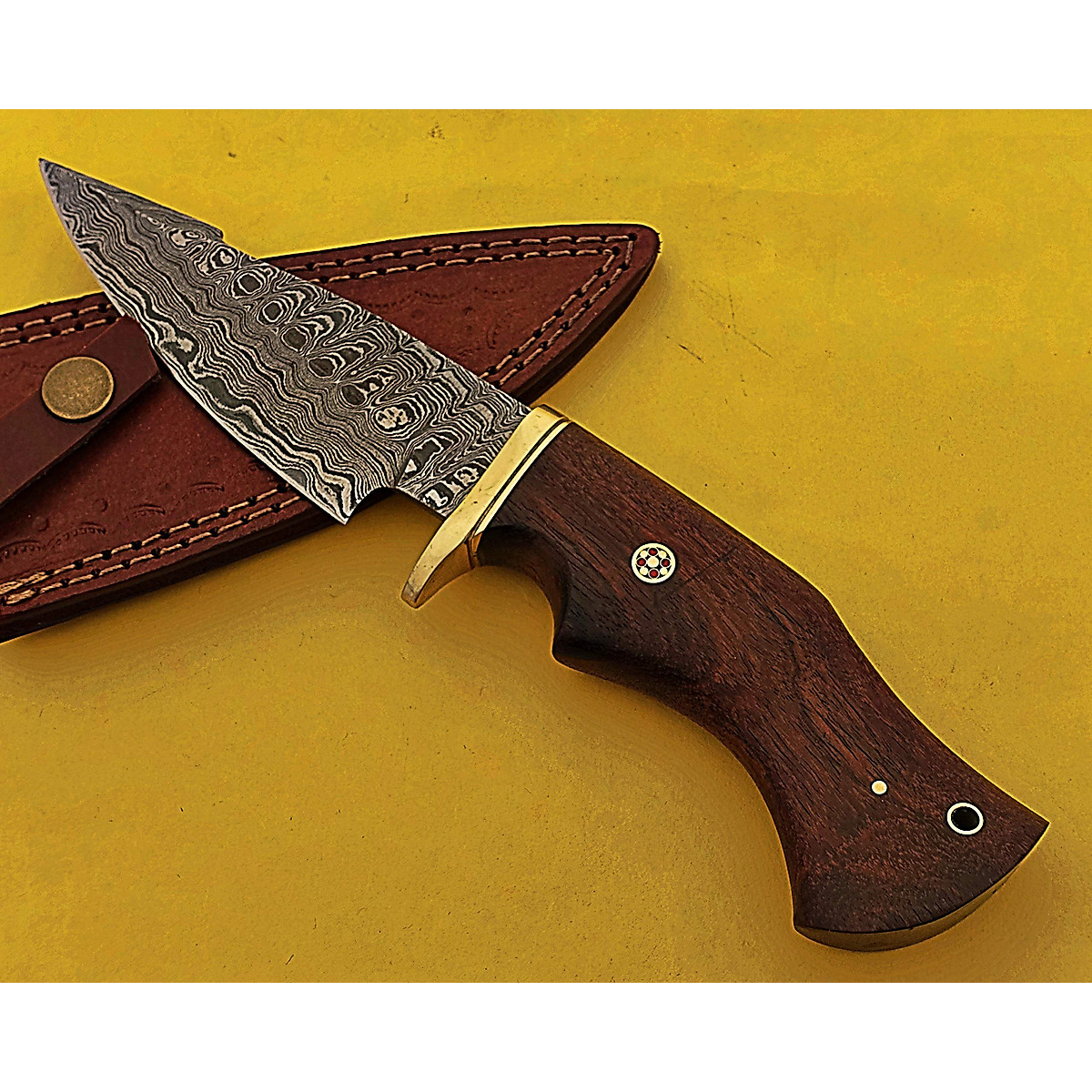Smart & Sharp Custom Handmade Damascus Steel Hunting Knife / Bowie Knife SS-17373(Rose Wood) (Rose wood)