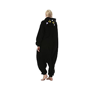 ULEEMARK Unisex Adult Onesie Animal Pajamas One Piece Halloween Costumes Cosplay Christmas Sleepwear Midnight Cat