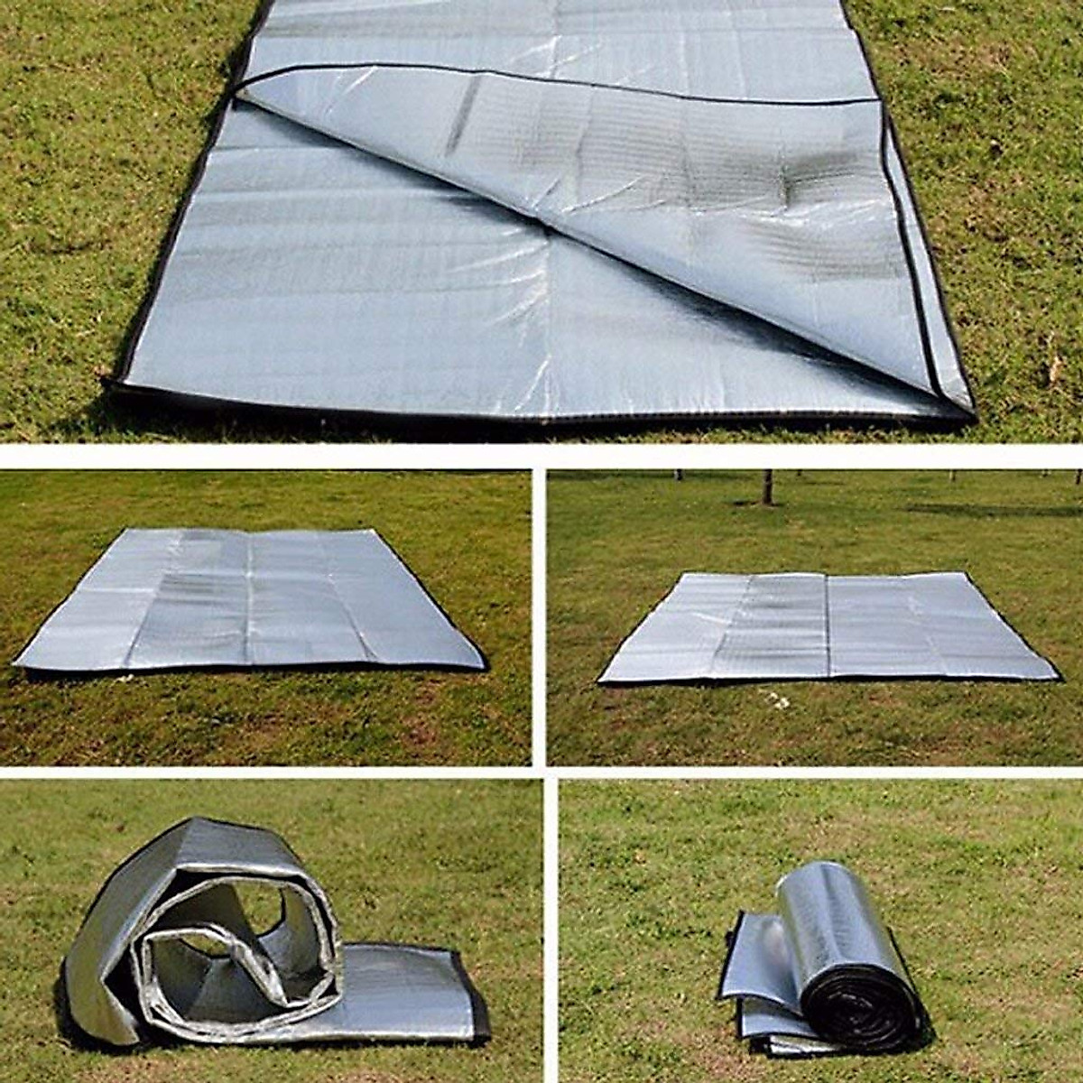 Camping Mat Foam Foil Blanket for Camping 150x200 cm Foam Pad Insulating Foil Mat Sleeping Tent Pad Thermal Aluminum Camping mat for Reflecting Heat Silver 59in x 78.7in / 150cmx200cm