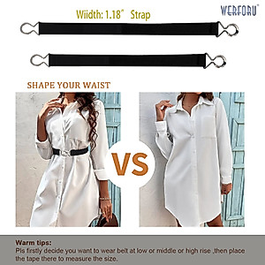 WERFORU 2 Pack Women Skinny Elastic Waist Belt Stretchy Thin Belt for Dress Jeans?Black+Brown, Fit Waist Size 29-34 Inches