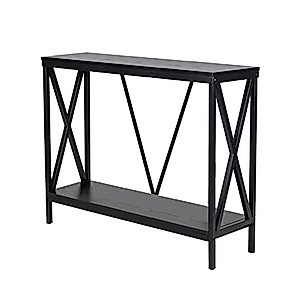 Aquatic Fundamentals 40/55 Gallon Metal/Wood, Aquarium Stand, Console Table, 48.25" L x 13" W, Black