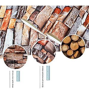 Stone Peel & Stick Wallpaper - Stacked Stone & Faux Brick - Self-Adhesive, Removable - Backsplash & Fireplace - 17.7'118'