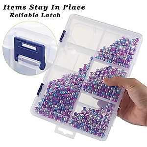 LDXURU 6 Pack 8 Grids Plastic Organizer Box, Clear Organizer Box Adjustable Dividers, Plastic Compartment Container Storage with Removable Dividers for Craft, Beads, Jewelry, Small Part