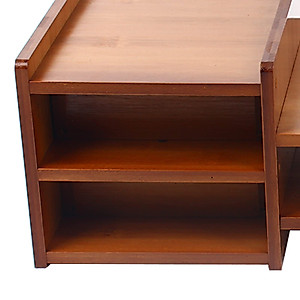 DNYSYSJ Computer Monitor Stand,27L*9W*7H,Laptop Stand Shelf w/2 Drawer,Bamboo Computer Riser,Office Desktop Laptop Support Shelf Organizer for PC Screen/TV Stand