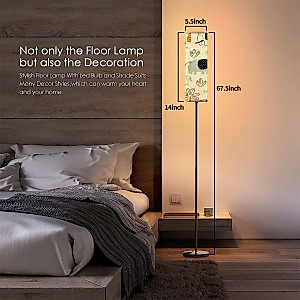 Modern Standing Lamps pattern lion elephant palm trees white for packaging Minimalist Floor Lamp Metal Pole Lamp with Linen Lampshade for Bedroom Living Room Office Nursery Reading Foot Switch