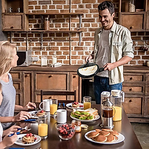 Electric Crepe Maker - Cooks Roti, Tortillas & Pancakes - Nonstick Cooktop - 8-inch Cook Area w/On/Off Switch, Automatic Temperature Control & Cool Touch Handle - Includes Food Bowl, Whisk & Spatula