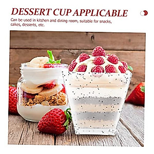 20 Sets Glitter Dessert Cups Cheesecake Cups Plastic Spoons Disposable Small Dessert Spoons Smoothie Cup Trifle Bowl Serving Bowl for Party Yogurt Cups Ice Cream Containers Square