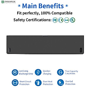 DMKAOLLK E7440 Laptop Battery for Dell Latitude 14 7000 E7440 E7450 E7420 Series PFXCR 34GKR F38HT G95J5 3RNFD G0G2M T19VW 909H5 0909H5 451-BBFT 451-BBFV 451-BBFY E225846 Notebook Battery