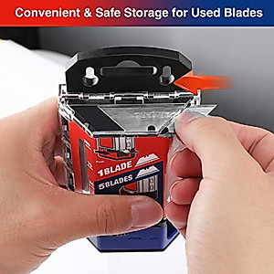 WORKPRO Utility Knife Blades, 100-Pack Utility Blades Replacement with Dispenser, SK5 Carbon Steel, Red