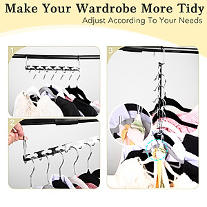 UniqNest Space Saving Hangers - 12 Pack Metal Magic Hangers, Hanger Organizer for Closet, Hangers Space Saving, Stainless Steel Hanging Closet Organizer for College Dorm Room Essentials