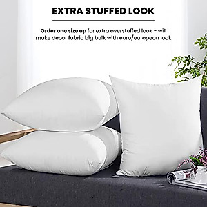 Foamily Throw Pillows Insert - (Pack of 4) Pillow 20" x 20" Inches for Bed and Couch - 100% Machine Washable Cotton Pillow - Indoor Decorative Throw Pillows for Couch & Bed