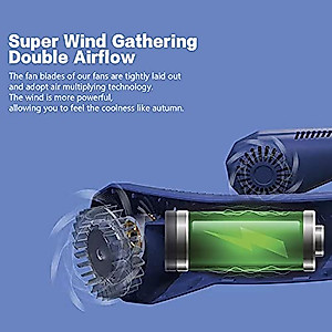 AURTEC Portable Neck Fan, Hands Free Bladeless Neck Fan, Personal Summer Cooling Neck Fan, 3 Speeds 4000mAh Rechargeable Neck Fan with LED Display - Blue