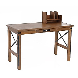 OS Home and Office Furniture Model 33248 Wood Veneer Industrial Collection 24 by 48 Desk with USB Ports