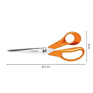 Fiskars 1000815 General Purpose Scissors, Total Length: 21 cm, Quality Steel/Synthetic Material, Classic, one, Orange