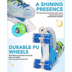 M-GRO Adjustable Skates for Kids, 8-Wheeled Skates for Kids,rollerskates Girl and Boys，Adjustable Size Suitable for Indoor and Outdoor use