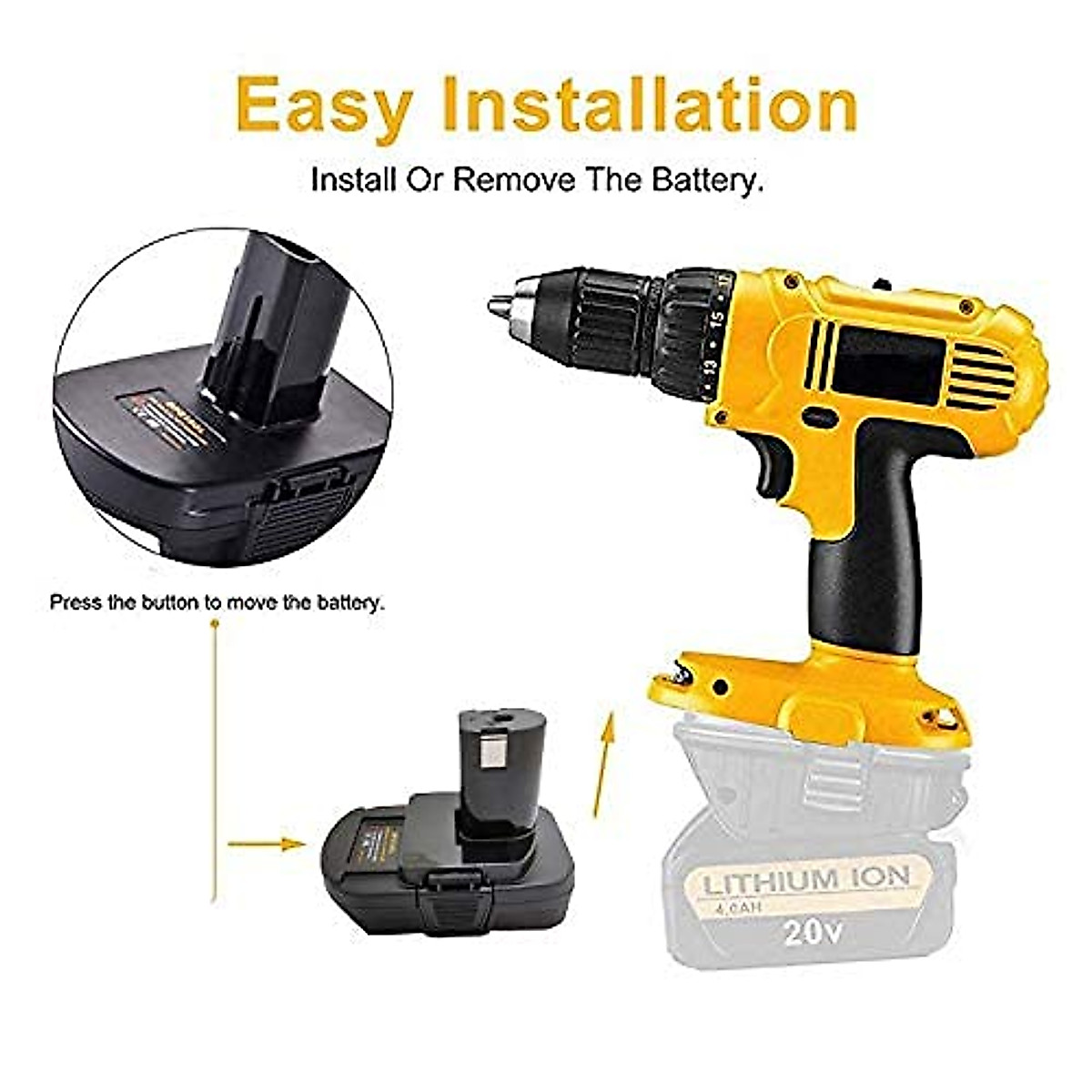 AuthFrank BPS18RL Battery Adapter for Black&Decker for Porter Cable for Stanley 20V Lithium Battery for Ryobi 18V P108 Battery