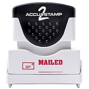 ACCUSTAMP2 Message Stamp with Micro ban Protection, MAILED, Pre-Ink, Red (035586)