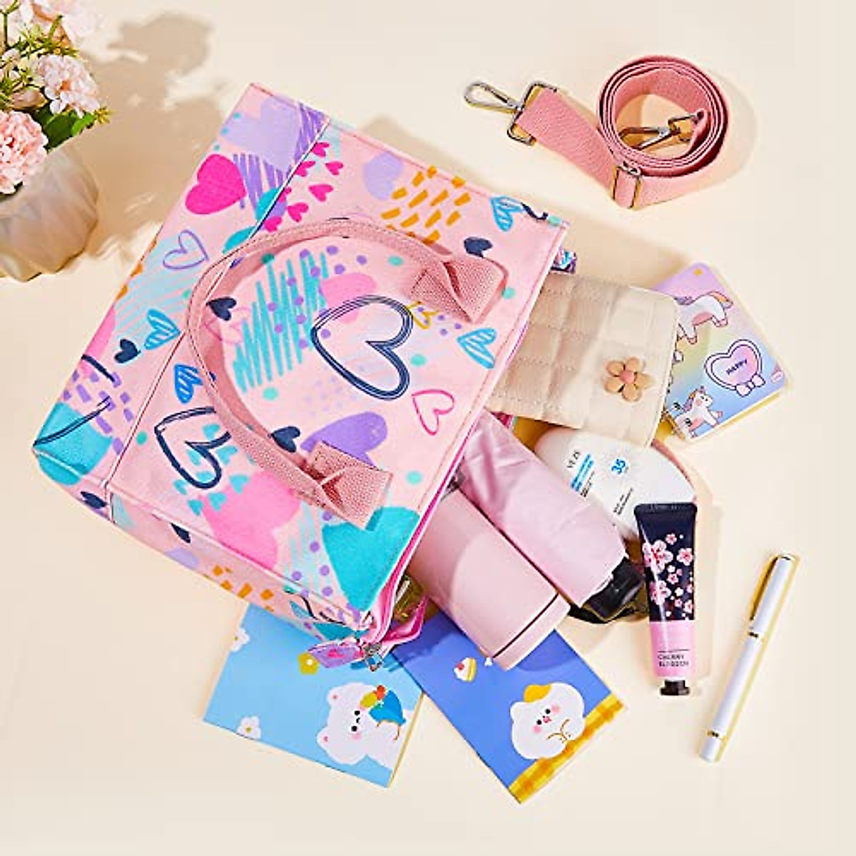 FIOBEE Canvas Tote Bag for Woman Shoulder Bag Tote Handbags Crossbody Bags with Zipper Multiple Pockets Girls