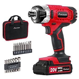 AVID POWER Impact Driver Kit, 180N.m. 20V Cordless 1/4-Inch Hex Impact Drill/Driver Set, Variable Speed, with 14Pcs Sockets, 10Pcs Driver Bits and Tool Bag