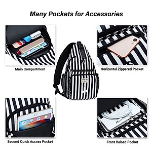 MOSISO Crossbody Sling Backpack, Vertical Stripe Sling Bag with Front Raised Pocket Travel Hiking One Shoulder Chest Bag Daypack, Black