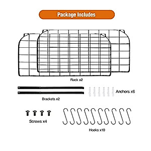 ALAPUR 2 Tier Wall Mounted Pot Rack Storage Shelf with 10 Hooks,Kitchen Pots and Pans Hanging Rack Holder for Utensils Cookware Household,Black