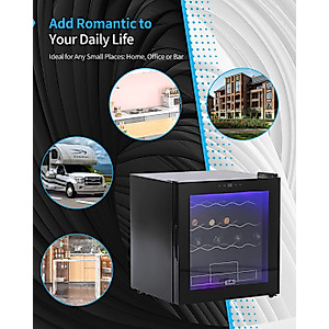 TABU 19 Bottles Compressor Wine Cooler Refrigerator, Freestanding Wine Fridge, Wine Cellar with Digital Temperature Display and Double-Layer Tempered Glass Door (Black)