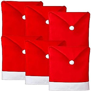 Callenbach 6Pcs Christmas Chair Covers for Dining Room Christmas Table Decoration Santa Hat Chair Back Cover for Xmas Restaurant Holiday Festival Party Decor