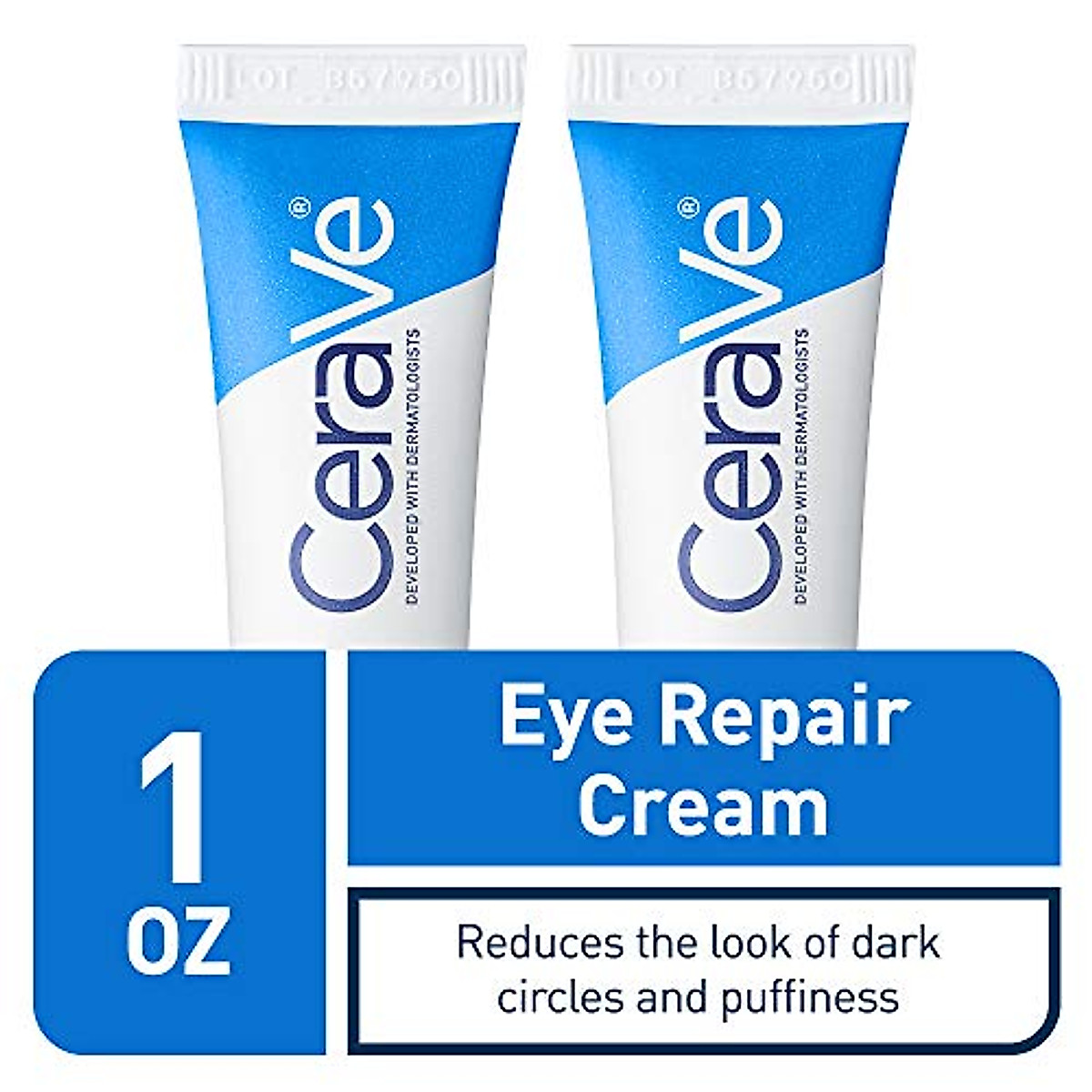 CeraVe Eye Repair Cream | 2 Pack (0.5 Ounce each) | Eye Cream for Dark Circles and Puffiness | Fragrance Free