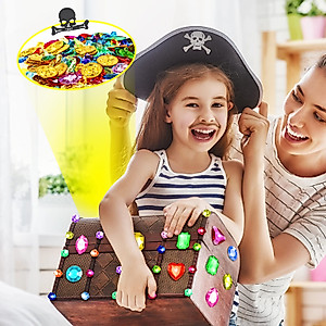 Gejoy 430 Pieces Pirate Party Decorations Pirate Treasure Jewels and Pirate Gold Fake Coins Playset with Drawstring Bag for Halloween Pirate Adventure Themed Party Decorations Pirate Party Favors