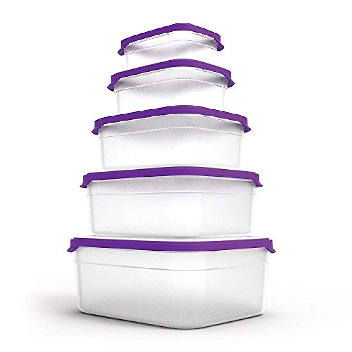 HELSIM Purple 10-Piece Containers Set with Lids for Storage, Lunch, and Meal Prep, Dishwasher & Microwave Safe